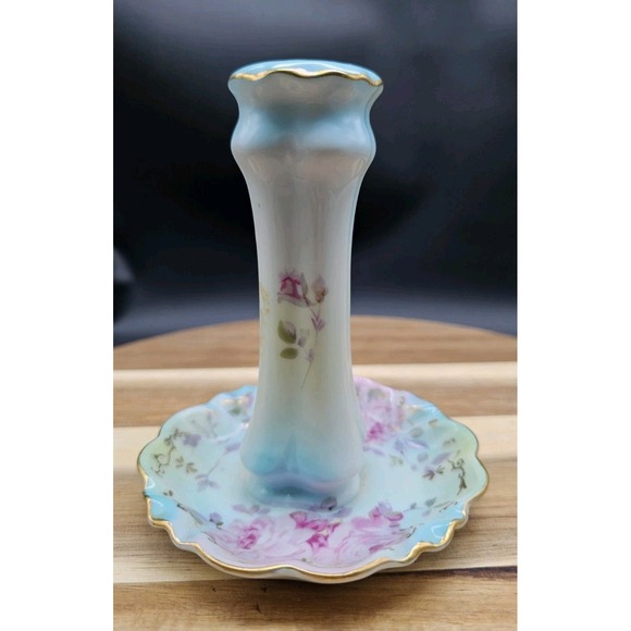 Accessories | Vintage Rs Prussia Red Star Mark Blue W Pink Roses Fluted ...